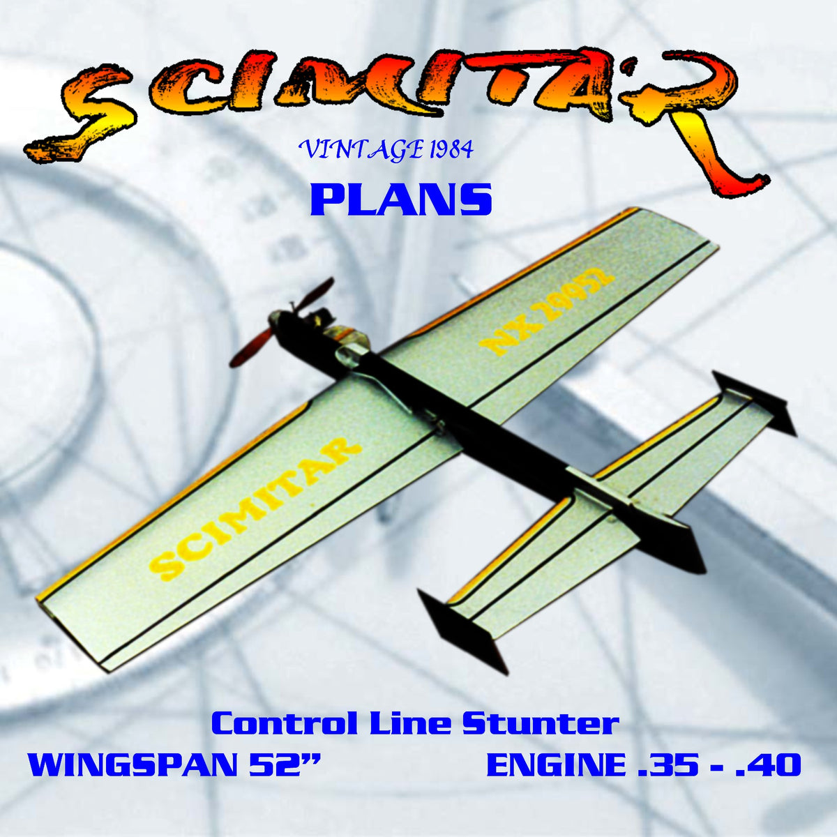 Full size printed plan Vintage 1984 Control Line Stunter .35 - .40 SCI ...