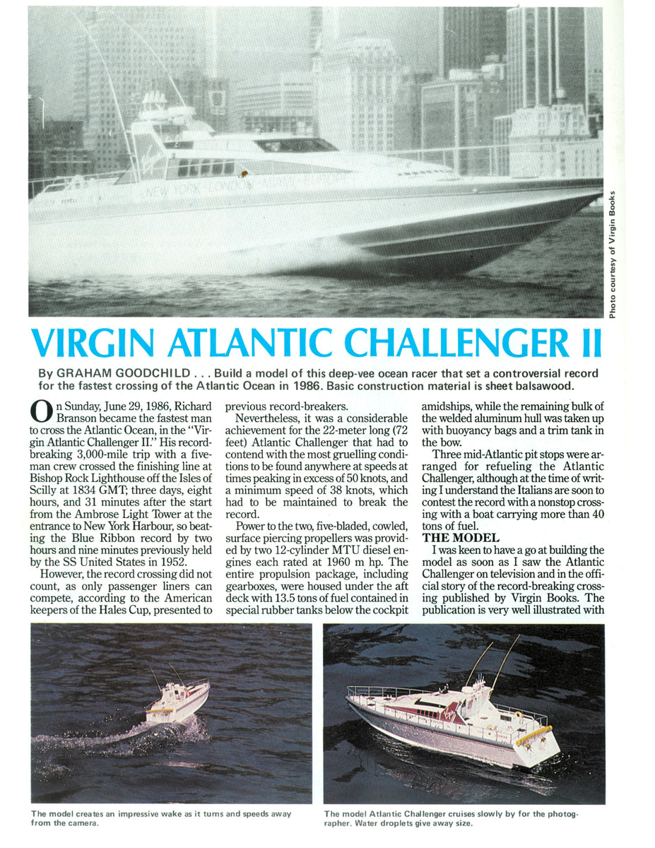 Full Size Printed Plan deep-vee ocean racer VIRGIN ATLANTIC II Scale 1 ...