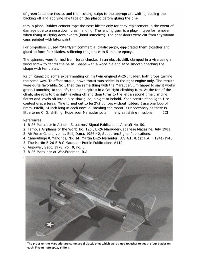 Full Size Printed Plan and Article Martin B-26 Marauder Semi scale 1:2 ...