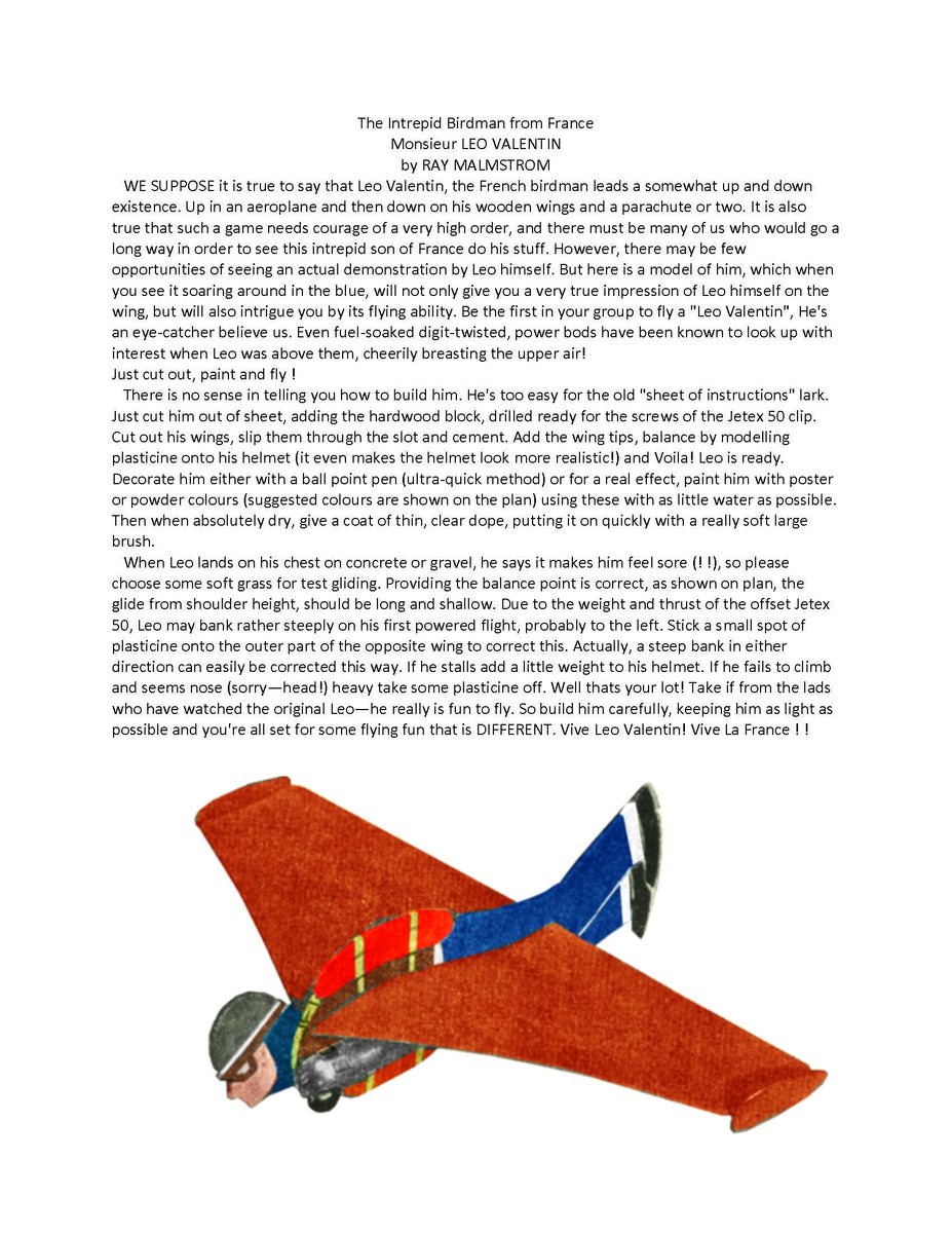 Full Size Printed Plan The Intrepid Birdman Monsieur LEO VALENTIN JETE ...