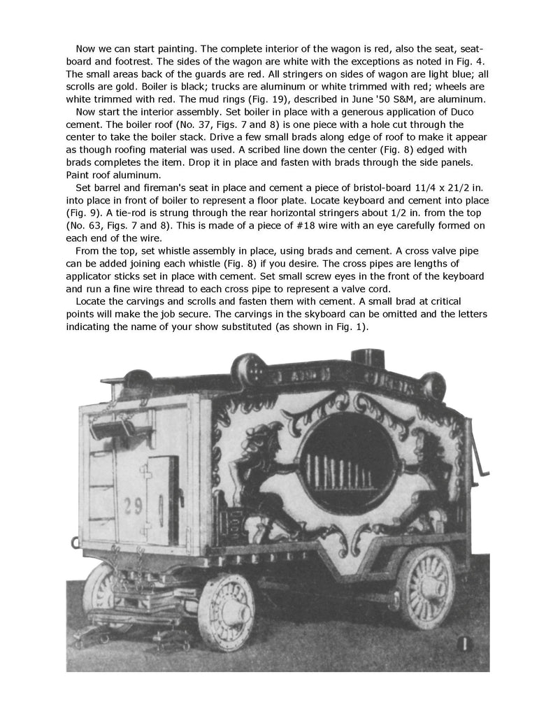 Full Size Printed Plans STEAM CALLIOPE SCALE 3/4" = 1' LENGTH 12 1/2 ...