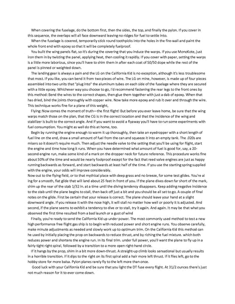 full size printed plan Vintage 1980 Free flight CALIFORNIA KID zesty p ...