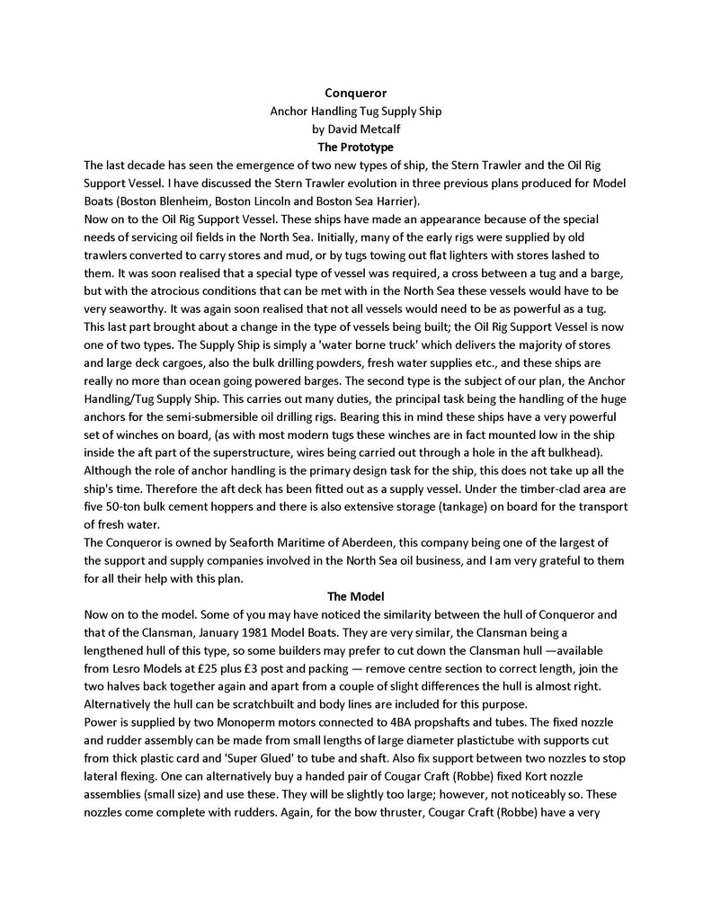 Full Size Printed Plan Scale 1:75 Anchor Handling Tug Supply Ship suit ...