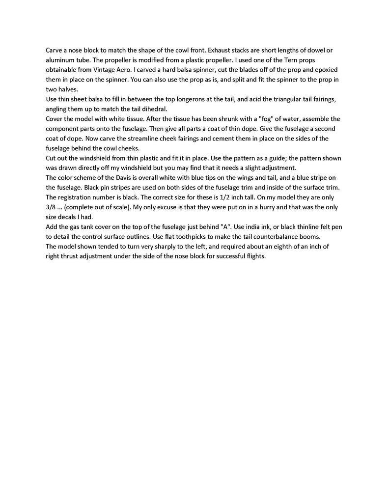 Full Size Printed Peanut Scale Plans DAVIS DA-5A t's above average in ...