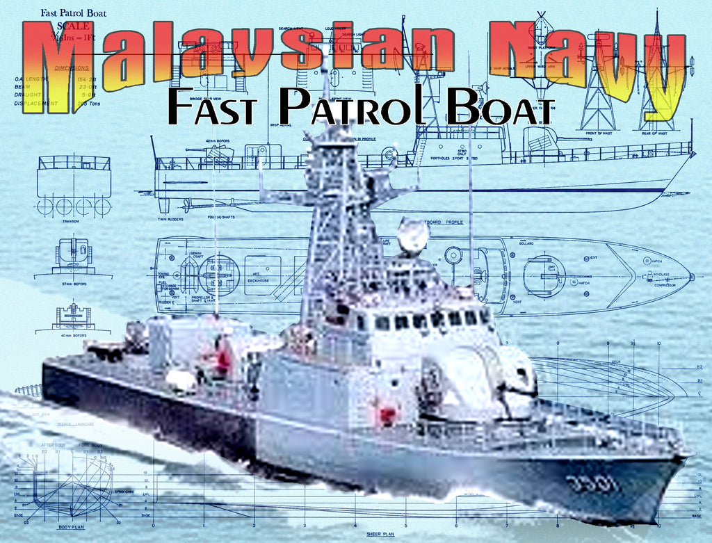 full size Printed Plans & Article Malaysian Navy FAST PATROL BOAT Scal ...