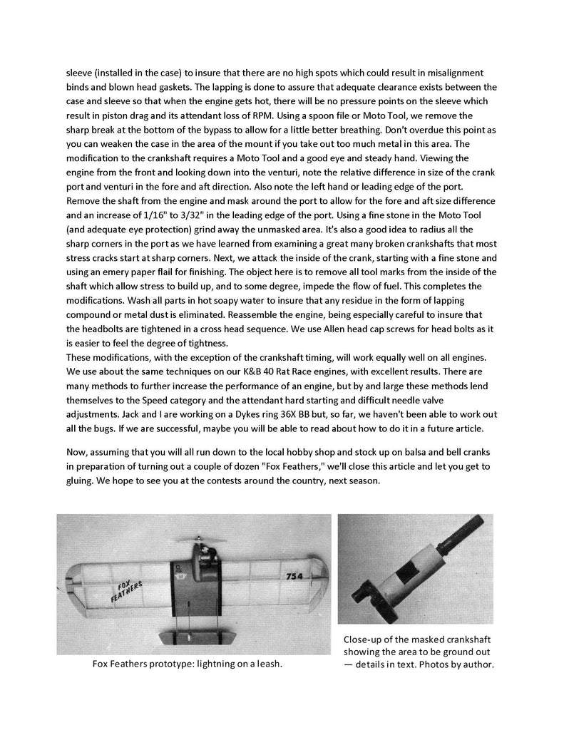 Full Size Printed Plan & Building Notes diamond airfoil Combat *FOX FE ...