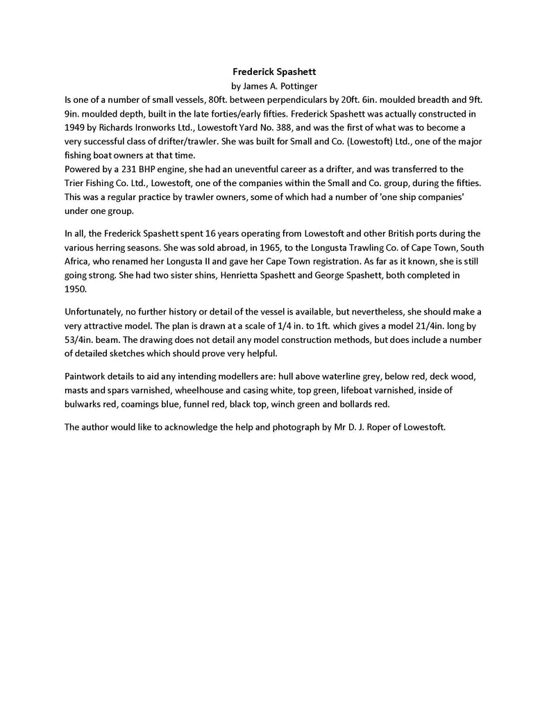 Full Size Printed Plans SCALE 1/32 DRIFTER TRAWLER L 30" Suitable for ...