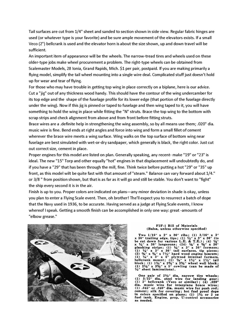 Full size printed plans Control line Scale 1:12 (1”=1’) Wingspan 28 1 ...