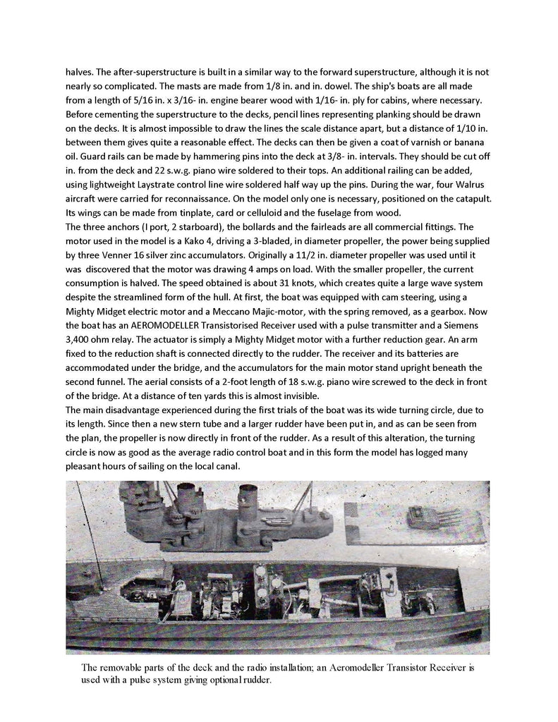 Full Size Printed Plans WWII Battleship Scale 1/240 L 37" suitable for ...