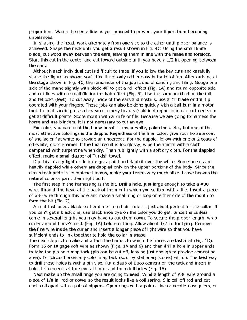 Full Size Printed Plans DRAFT HORSE For Your Model Circus Scale ¾” = 1 ...