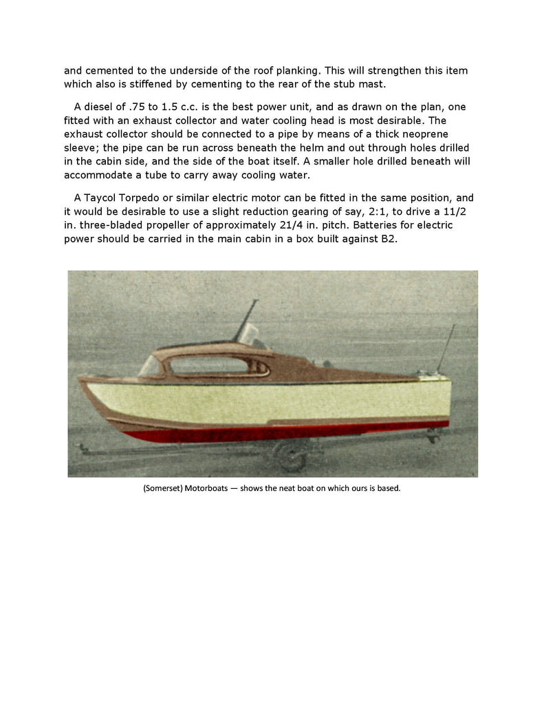 Full size Printed Plans TWO-BERTH CABIN CRUISER LOROSA Semi-Scale 1:8 ...