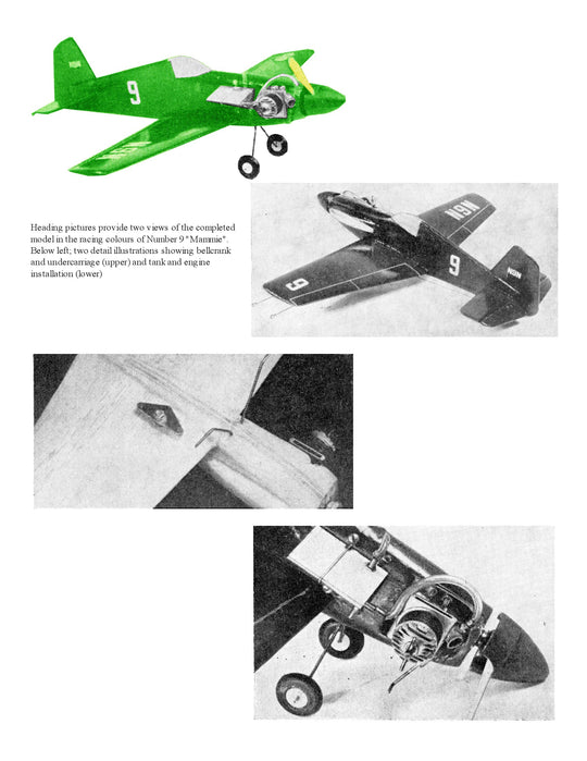 Full Size Printed Plan 1/2A Goodyear profile racer Midget Mustang ...