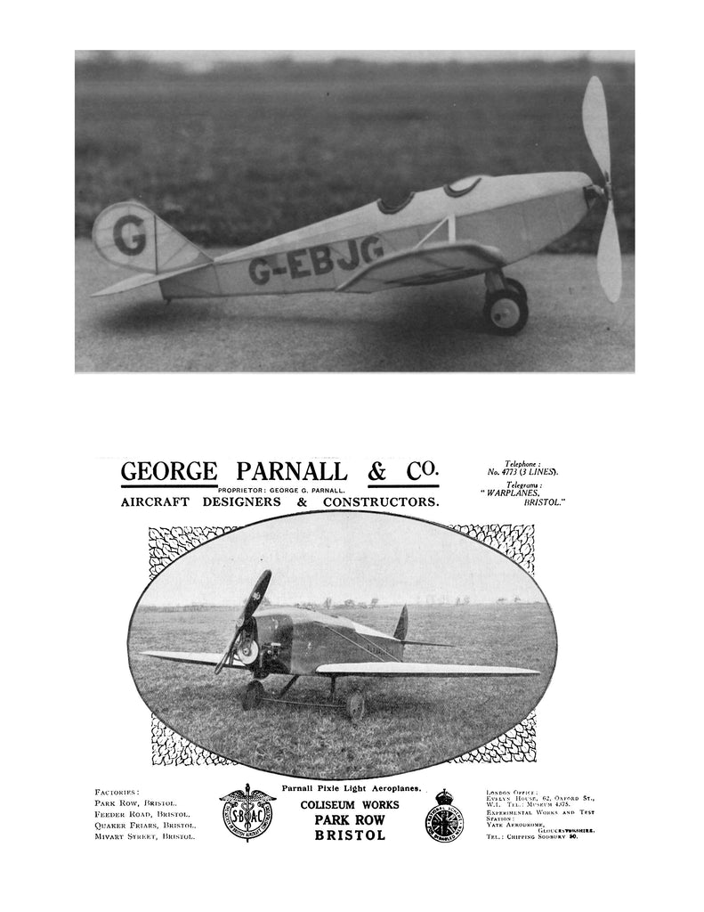 Full size printed plans Peanut Scale "PARNALL PIXIE" Build this two-se ...
