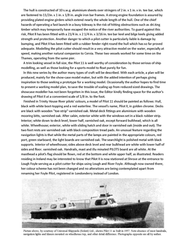 Full Size Printed Plan Scale 1:16 Trinity House Pilot Cutter Suitable ...