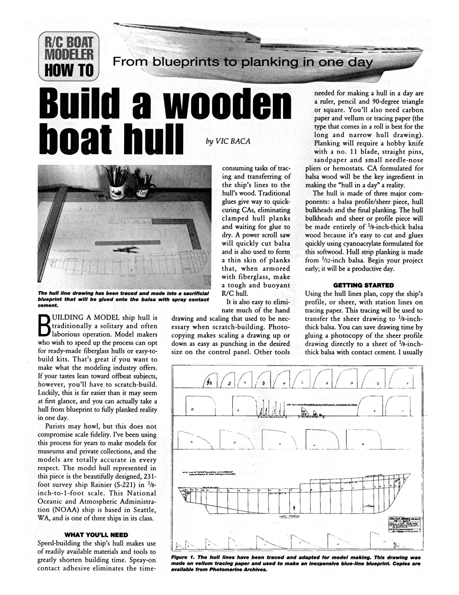 Full Size Printed Plan 1:12 scale Model of H Class Hydroplane for Radi ...