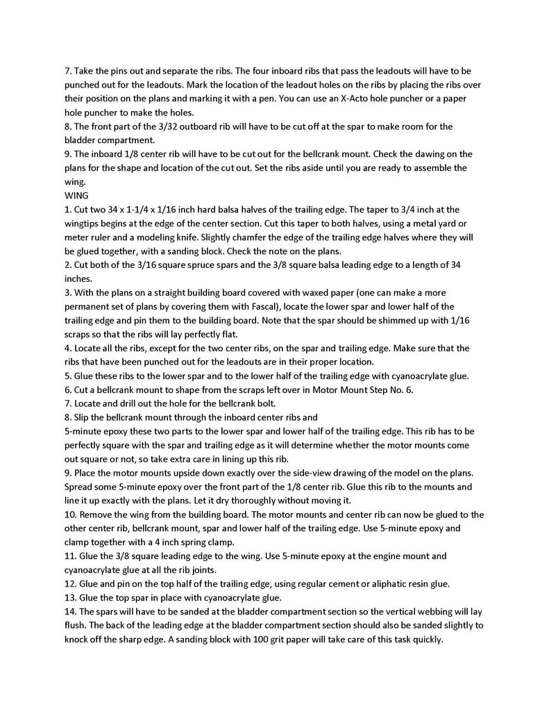 Full Size Printed Plan & Building Notes FAI Combat ** SAMURAI ** Wings ...