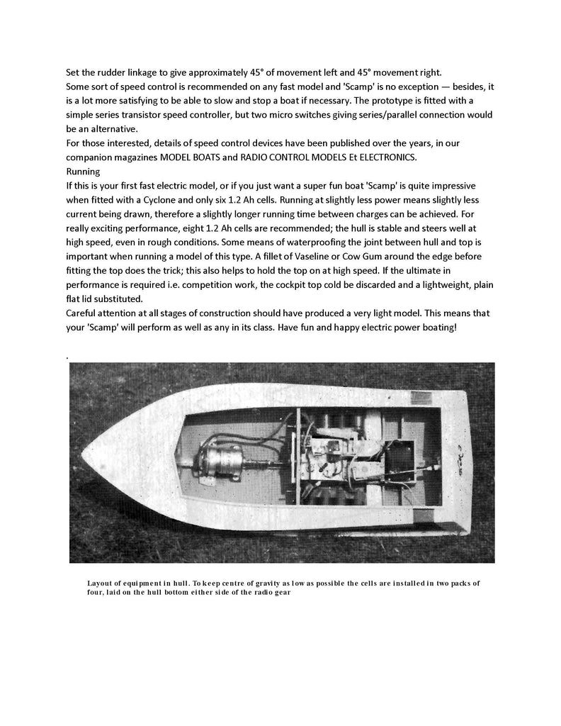 Full Size Printed Plan simple-to-build SCAMP free running or R/C boat ...