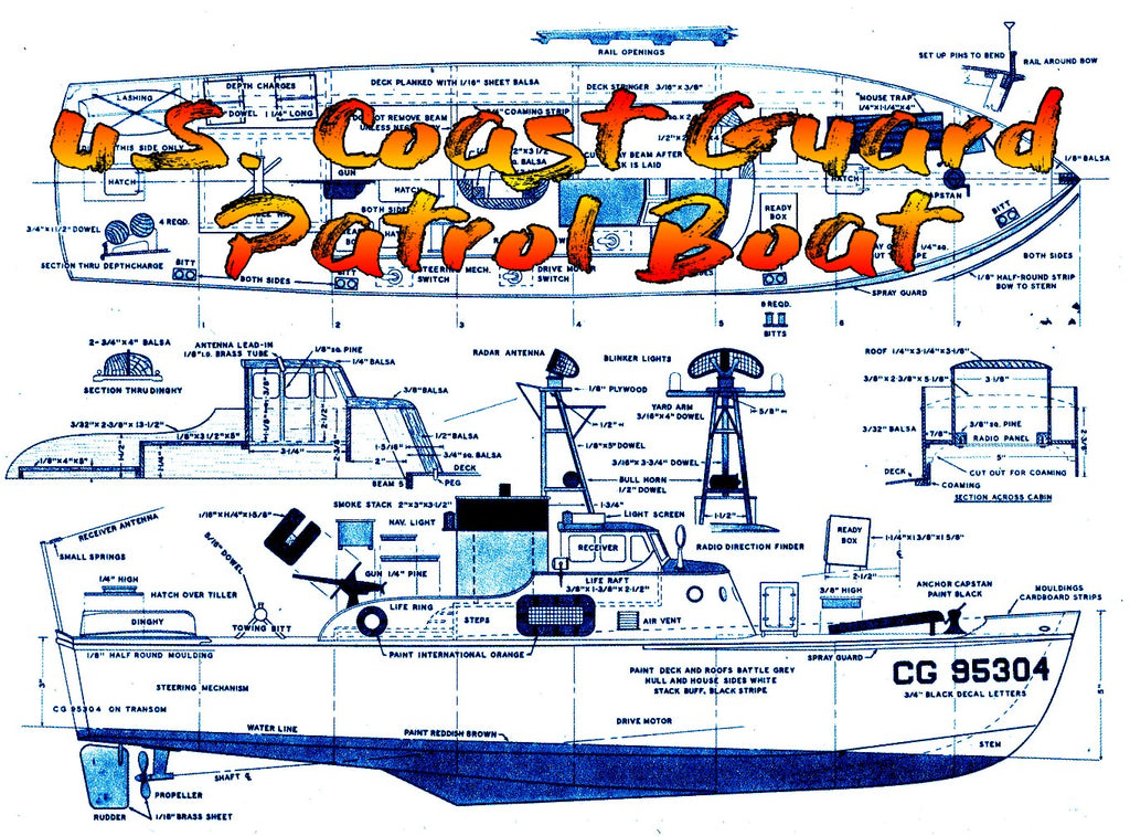 Full Size Printed Plan Semi-Scale 95-ft. U.S. Coast Guard Patrol Boat ...