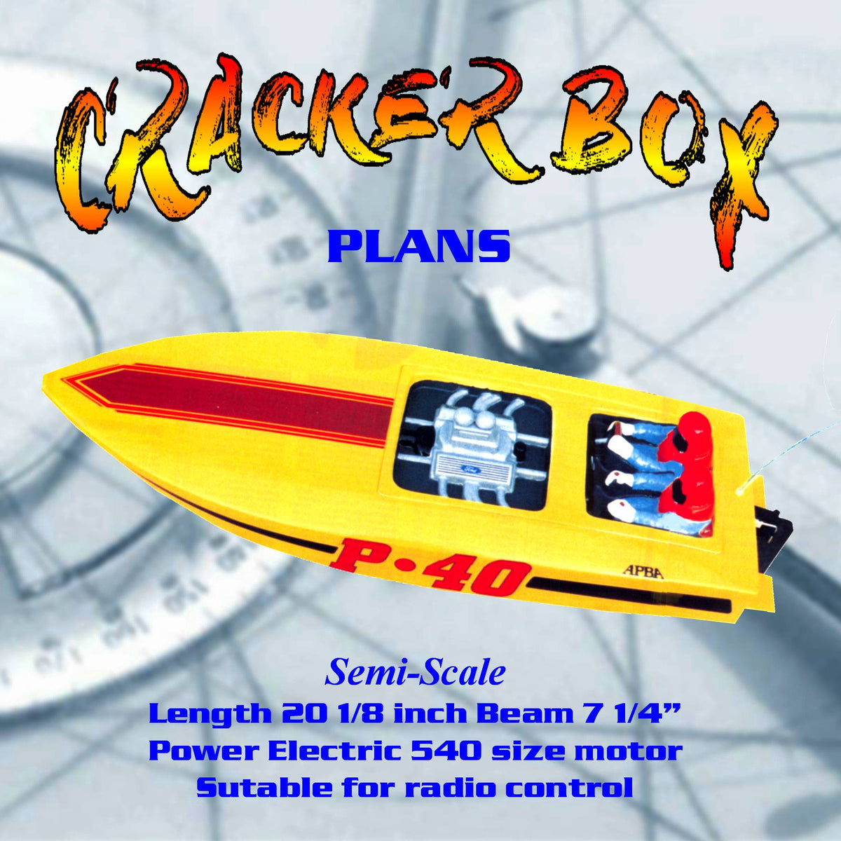 Full Size Printed Plan Semi-scale racing boat Crackerbox for Radio con ...