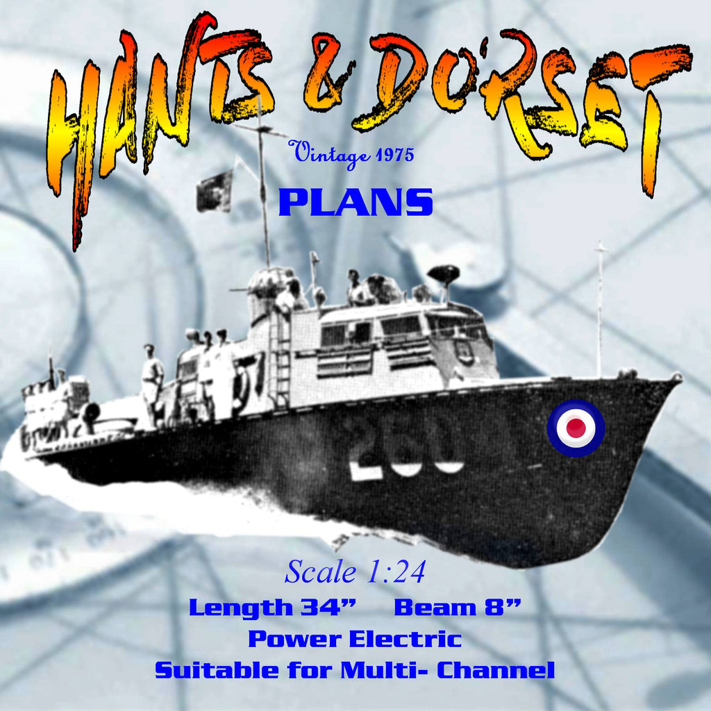 Full Size Printed Plan 1:24 Scale British 68 ft.Type 3 High Speed Laun ...
