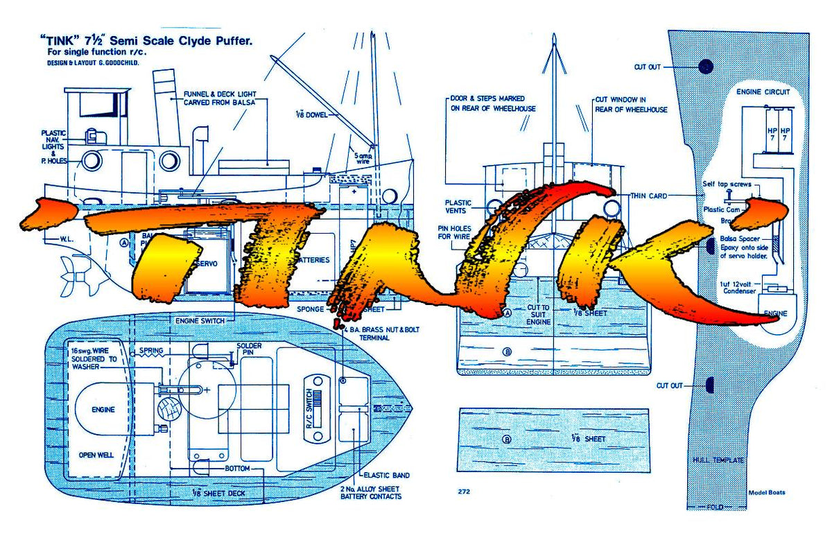 Full Size Printed Plan A 71/2 inch semi scale Clyde Puffer for one cha ...