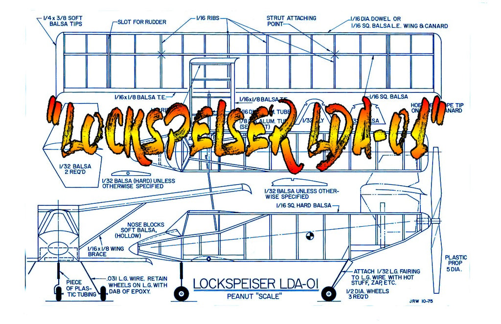 Full size printed plans Peanut Scale "LOCKSPEISER LDA-01" an unusual a ...