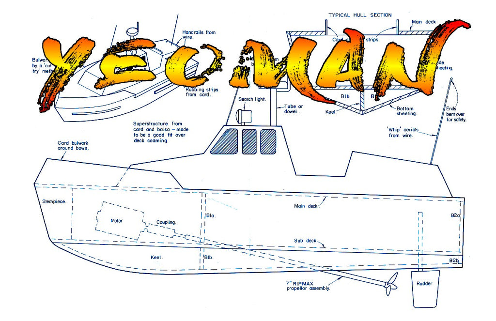 Full Size Printed Plan Projects for beginners 15in. launch Radio Contr ...