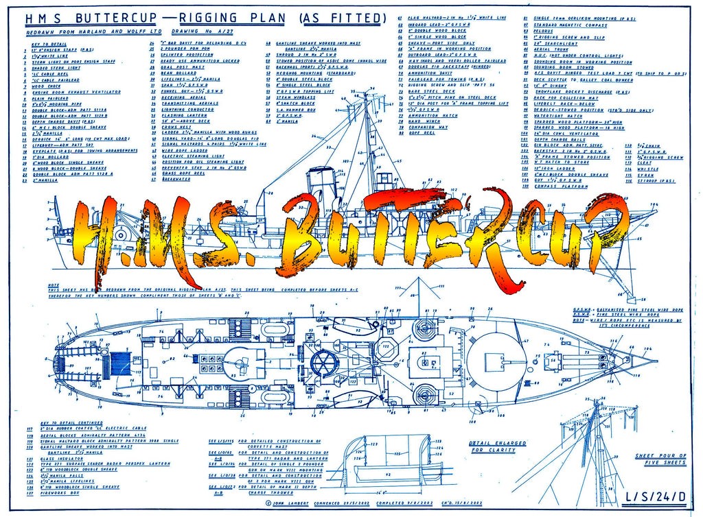 Listing is for Scale Drawings H.M.S. Buttercup Corvette, Flower Class ...