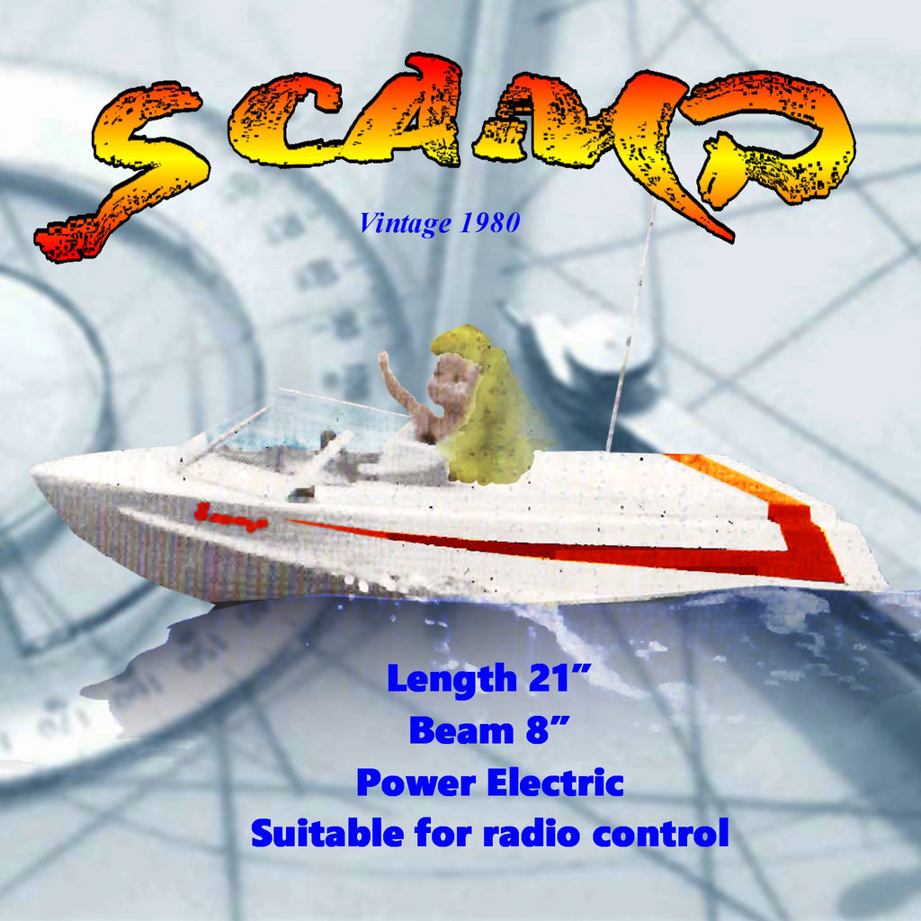 Full Size Printed Plan simple-to-build SCAMP free running or R/C boat ...