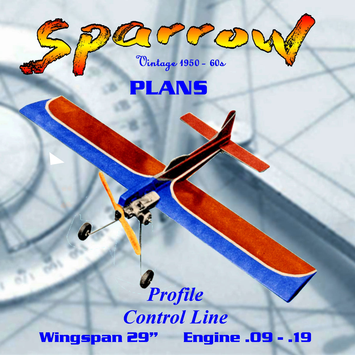 Full Size Printed Plan “profile trainer" control‑line Sparrow Wingspan ...