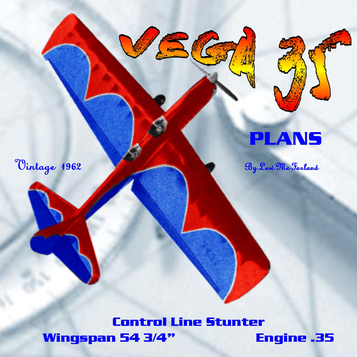Full Size Printed Plan Vintage 1962 Control line Stunter “VEGA 35” OPE ...