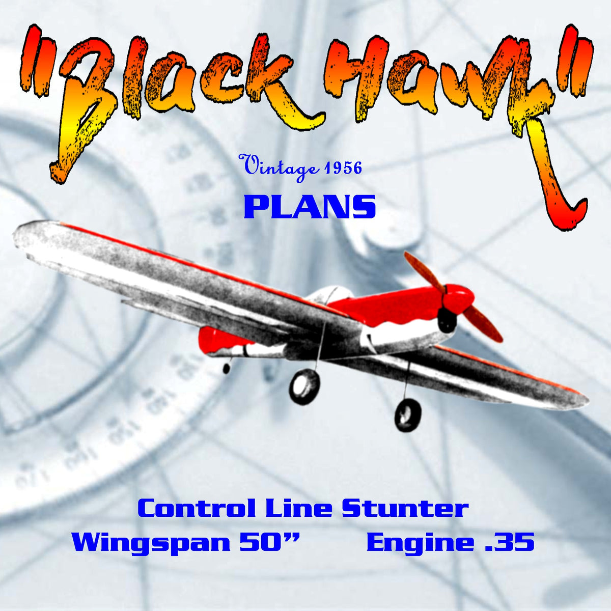 Full Size printed plans and Article 1956 50" W/S .35 ENGINE STUNT PLAN ...