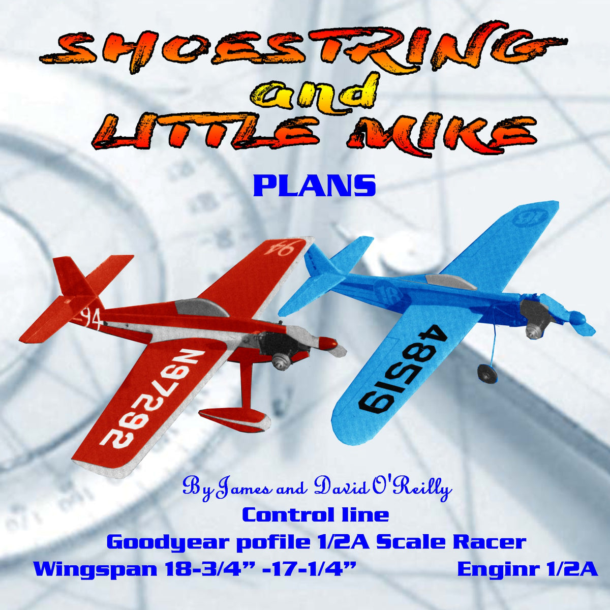 Full Size Printed Plan 1/2A Scale Racing Control Line "SHOESTRING and ...