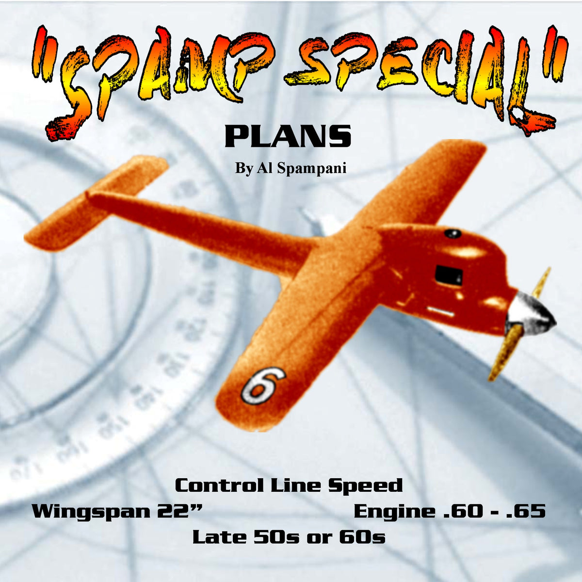 Full Size Printed Plan Control Line Speed form late 50s to 60s "SPAMP ...