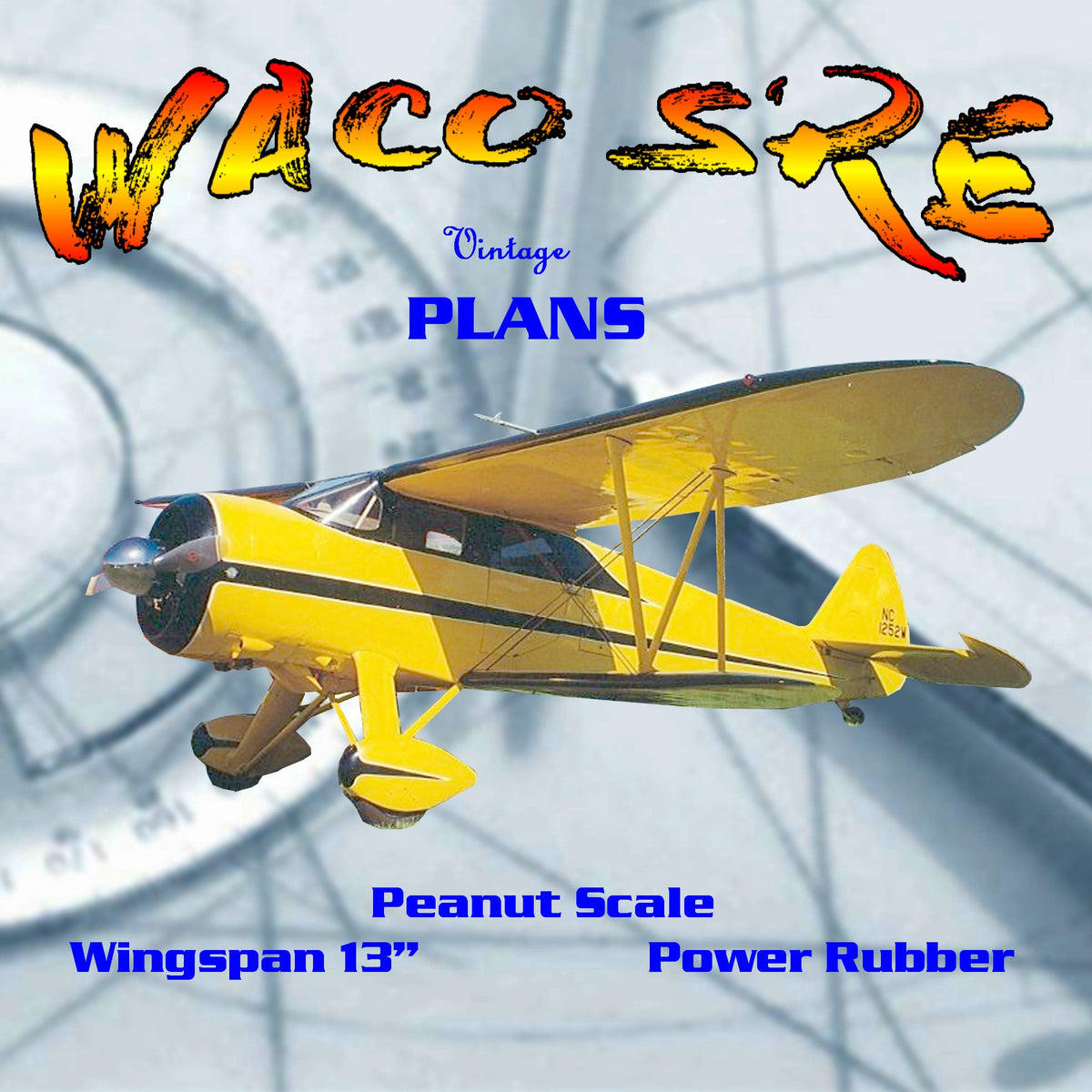 Full size printed plans Peanut Scale "WACO SRE" – Vintage Model Plans