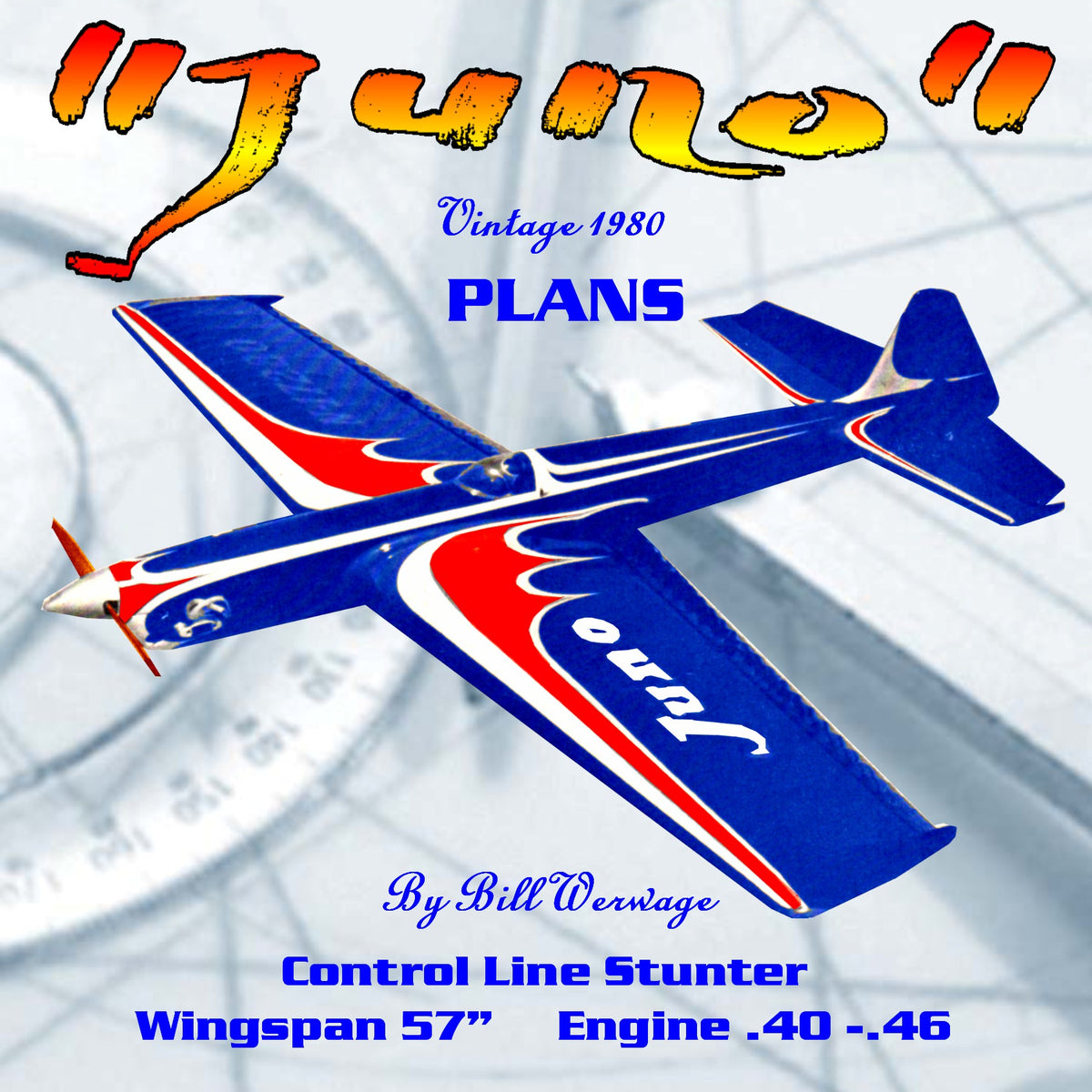 Full size printed plans Vintage 1980 Control Line Stunter “JUNO” his b ...