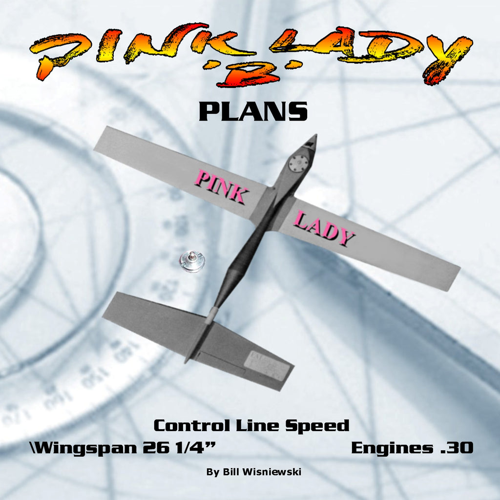 Full Size Printed Plan Control Line Speed PINK LADY CLASS ‘B’ WINGSPAN ...