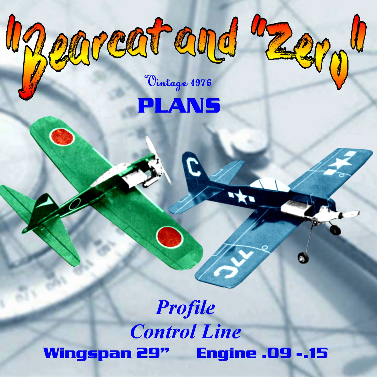 Full Size Printed Plan Profile control line "Bearcat and a "Zero" They ...