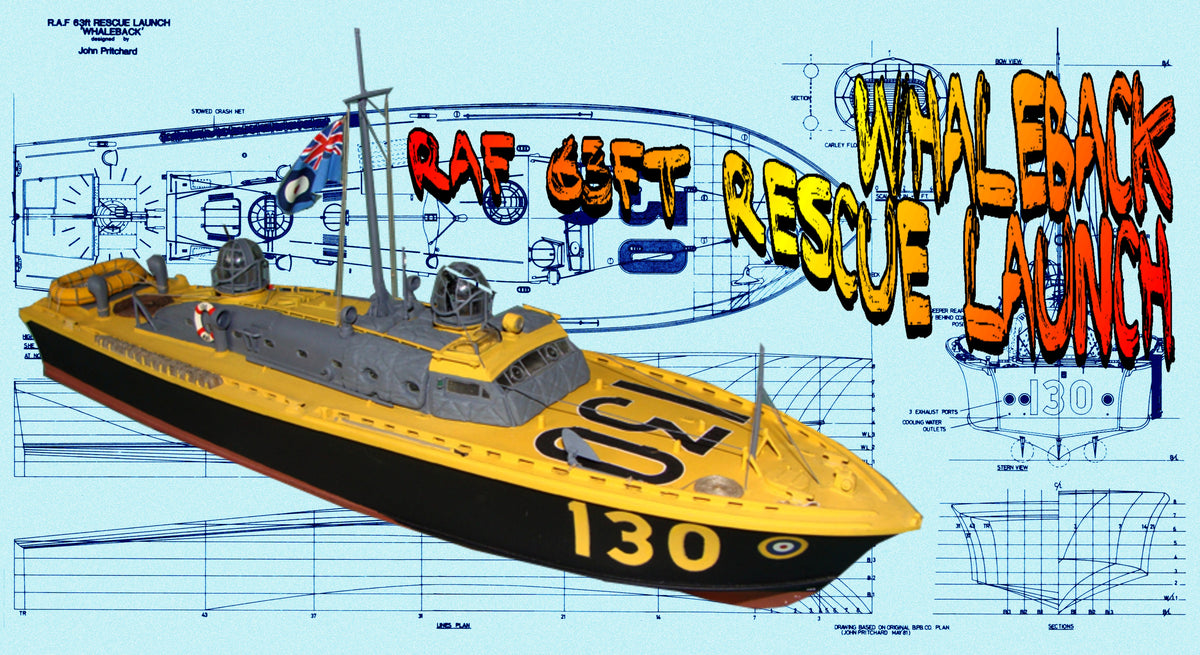 Full size Printed Plans Scale 1:24 L 31 1/2" WHALEBACK RAF 63ft Rescue ...