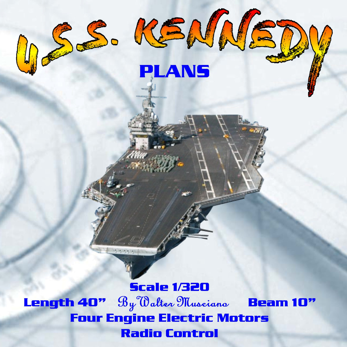 aircraft carrier Scale 1:320 40" U.S.S. Kennedy full size printed plan ...