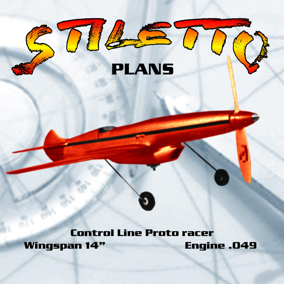 Full Size Printed Plan 1/2 A Proto Control Line Speed STILETTO Wingspa ...