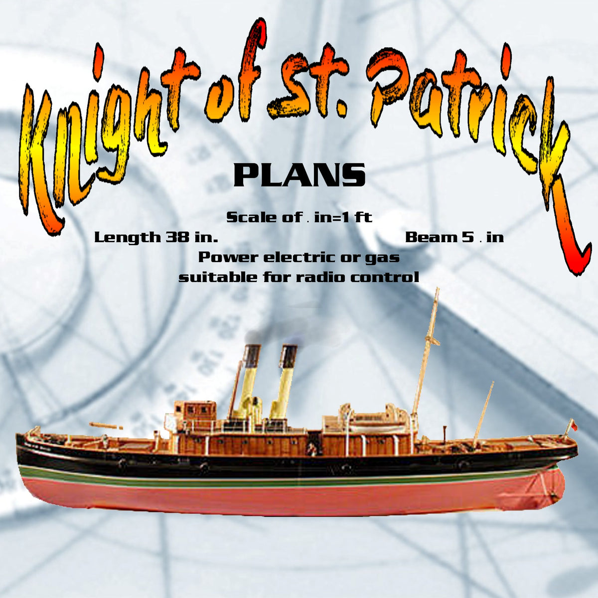 Full size Printed Plans Ocean Tug Scale of ¼ in=1 ft L 38" suitable fo ...