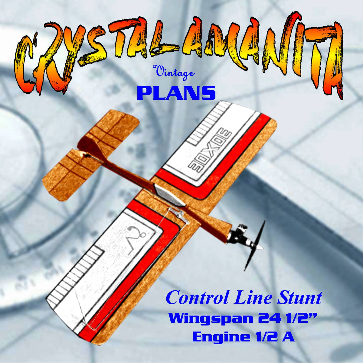 Full Size Printed Plan to build a 1/2 A Control Line Sport Stunt airpl ...