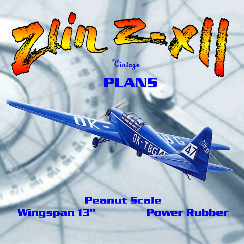 Full size printed plans Peanut Scale "Zlin Z-XII" Ready to try a low w ...