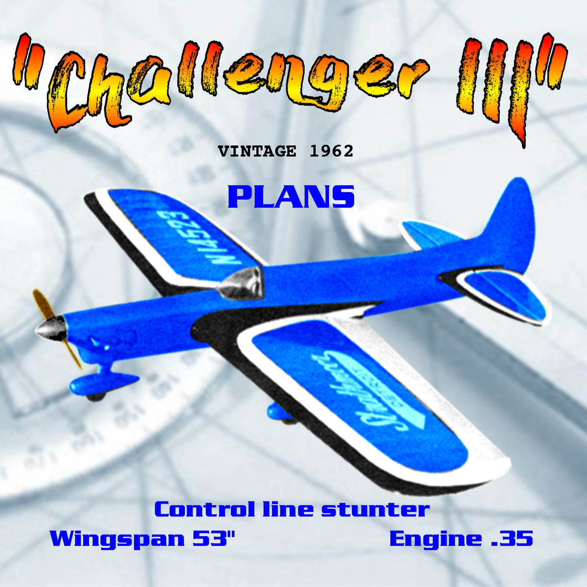 Full Size Printed Plan vintage 1962 Control line stunter "Challenger I ...