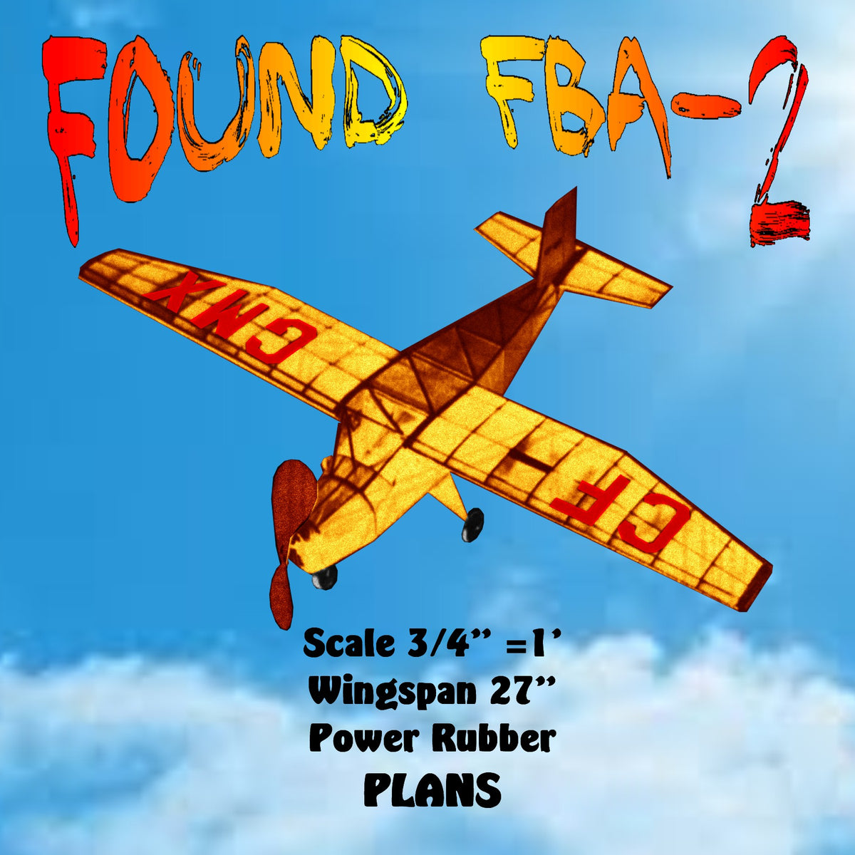 Full size printed plan Found FBA-2 Scale ¾” =1’ Wingspan 27” Power Rub ...