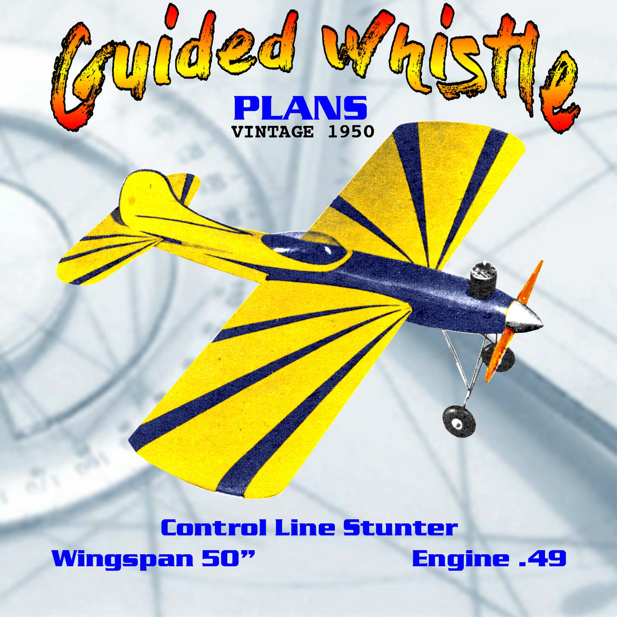 Full Size Printed PLAN Vintage 1950 Control Line Stunter skin stress c ...