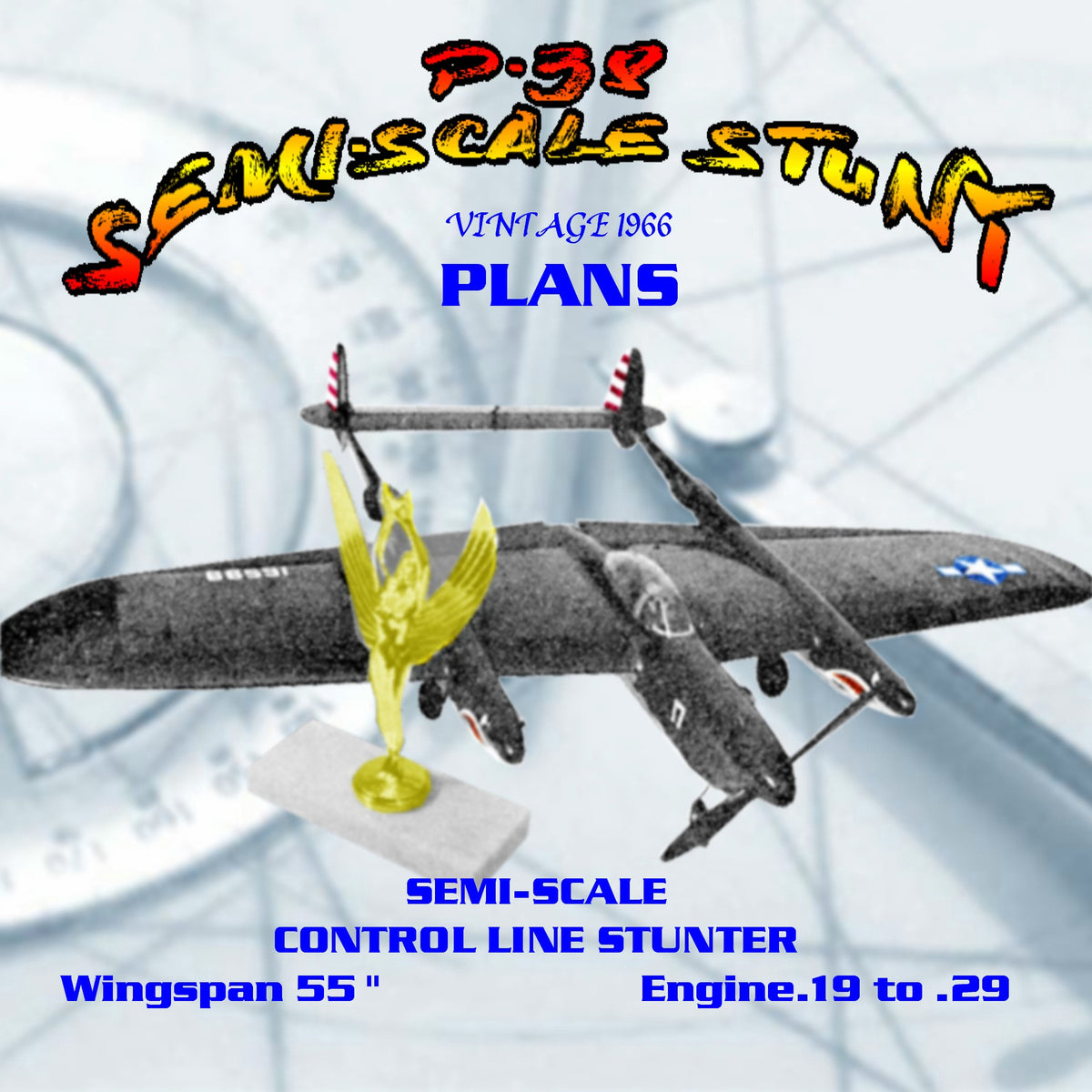 Full size printed plan Vintage 1966 SEMI-SCALE CONTROL LINE STUNTER .1 ...