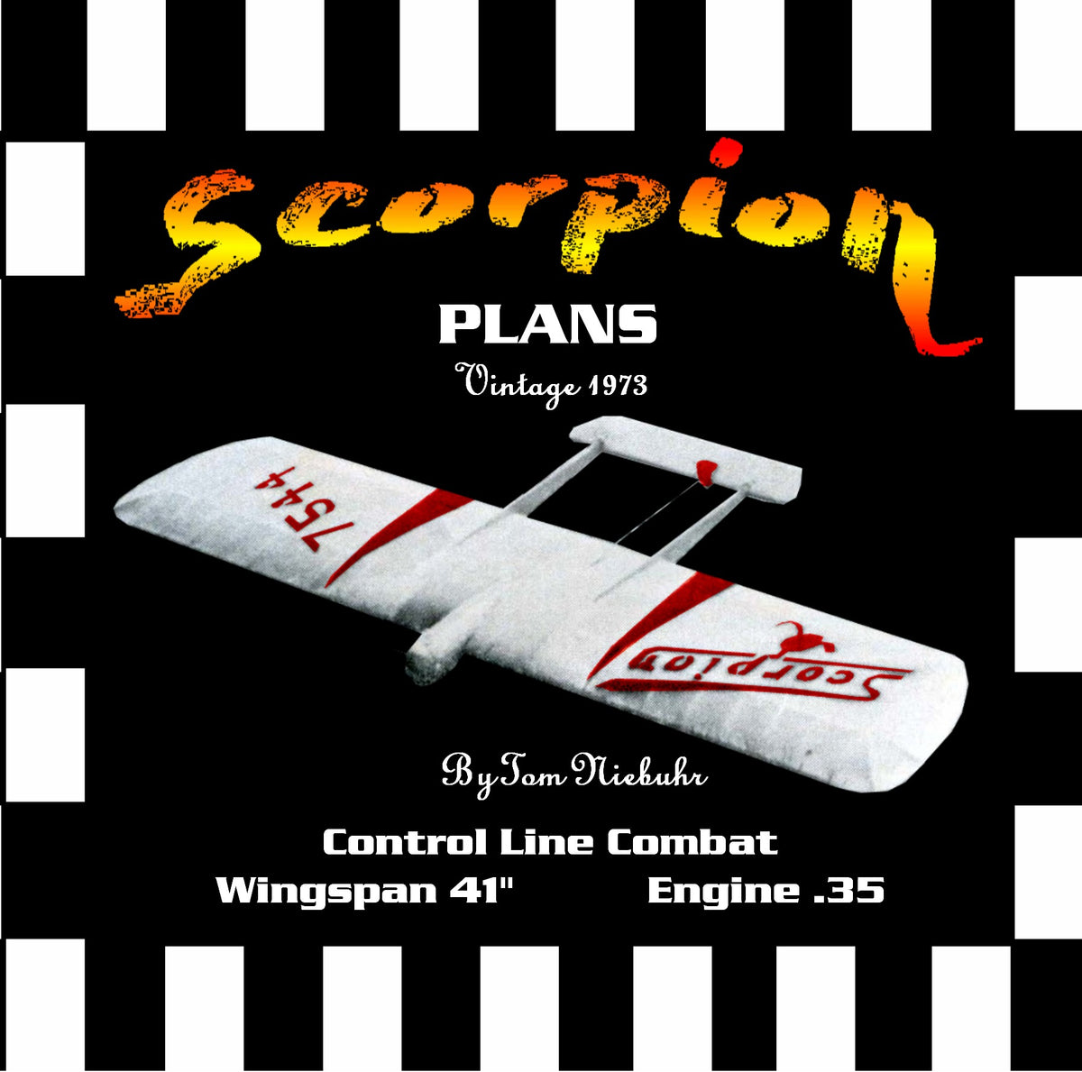 Full Size Printed Plan Vintage 1973 Control Line Combat "Scorpion" obt ...