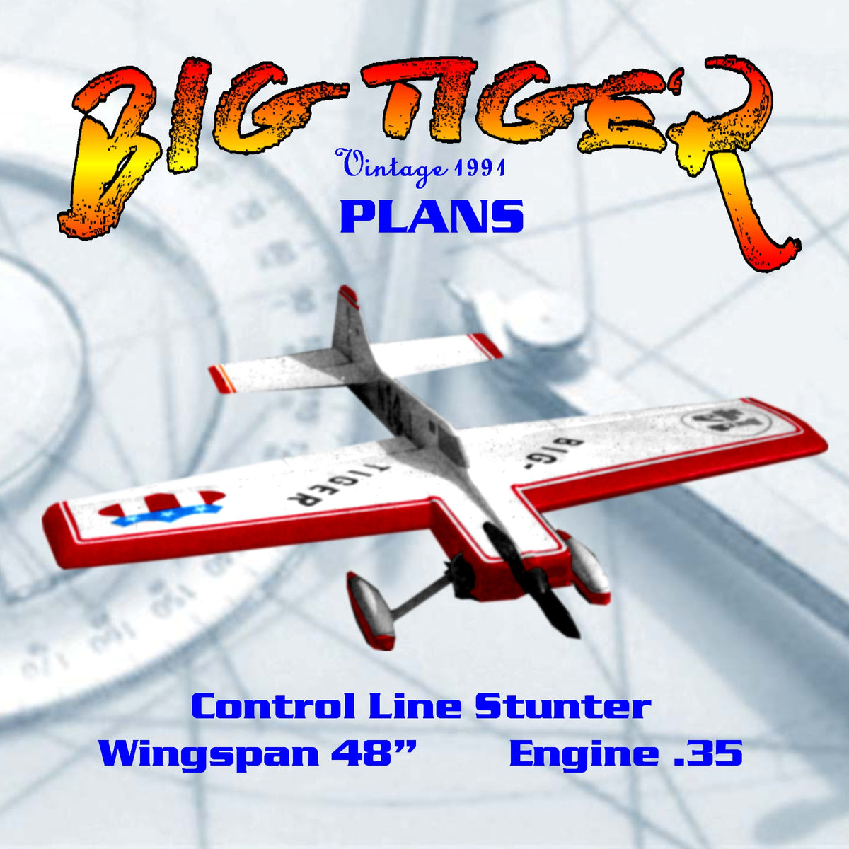 Full size printed plan Control Line Stunter “BIG TIGER” Stunts beautif ...